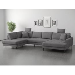 Wohnlandschaft TRENDS BY HG "Summer", b880 memphis 18 ash, B:360cm H:86cm T:195,5cm, 90% Polyester;10% Nylon, Sofas, Wohnlandschaft