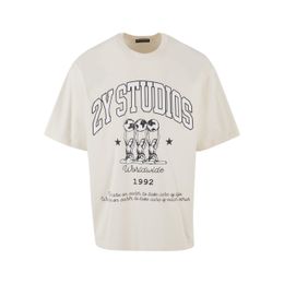 T-Shirt 2Y STUDIOS "2Y Studios Herren 2Y Globus Oversize Tee", Jungen, Gr. XS, sanftes wei&szlig;, 100% Baumwolle, bedruckt, relaxed fit, Rundhals, Shirts T-Shirt