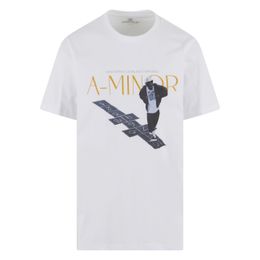 T-Shirt "Upscale by Mister Tee A-Minor Oversize Tee", Jungen, Gr. M, wei&szlig;, 100% Baumwolle, UPSCALE BY MISTER TEE, bedruckt, oversize, Rundhals, Shirts T-Shirt