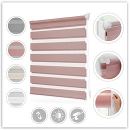 Doppelrollo LICHTBLICK ORIGINAL "Duo-Rollo Klemmfix, ohne Bohren, blickdicht" Gr. 1, rosa (altrosa, wei&szlig;), B:45cm H:130cm, Polyester, Rollos, einfache Montage des Rollos