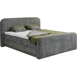 Boxspringbett ED EXCITING DESIGN "Arusa", grau (anthrazit), B:204cm L:230cm, 100% Polyester, Komplettbetten, Boxspringbett
