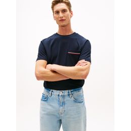 T-Shirt Tommy Hilfiger "GLOBAL STRIPE PIQUE POCKET", Jungen, Gr. L, blau (desert sky), Piqu&eacute;, Obermaterial: 100% Baumwolle, unifarben, regular fit normal, Rundhals, eingesetzt abgesteppte Kante, Shirts T-Shirt, Regular fit mit Brusttasche