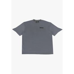 T-Shirt DROPSIZE "Dropsize HEAVY OVERSIZE HUSTLE CLUB CIRCLE T-SHIRT", Jungen, Gr. M, steel grau, 100% Baumwolle, bedruckt, oversize, Rundhals, Shirts T-Shirt