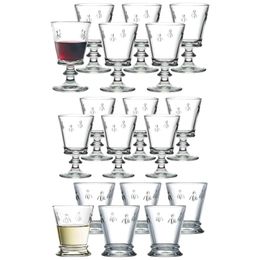 Gl&auml;ser-Set LA ROCH&Egrave;RE FRANCE "Wein- und Wassergl&auml;serset Biene Abeille 18er Set transparent", bunt (transparent), B:2cm H:2cm, Glas, Trinkgef&auml;&szlig;e, Sp&uuml;lmaschinengeeignet