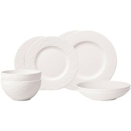 Villeroy & Boch Geschirr-Set VILLEROY & BOCH "Einsteiger-Set Manufacture Rock Blanc 8er Set wei&szlig;", wei&szlig;, 8, Porzellan, Geschirr-Sets, Geschirr-Set, Sp&uuml;lmaschinengeeignet, Mikrowellenfest