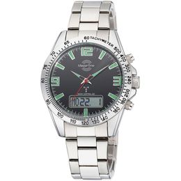 Funkchronograph MASTER TIME "Sporty", silber (silberfarben, schwarz), Armbanduhren, Herren, Armbanduhr, Quarzuhr, Herrenuhr, automatischer Kalender