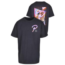 Kurzarmshirt "Upscale by Mister Tee Herren Prisma Oversize Tee", Jungen, Gr. S, navy, 100% Baumwolle, UPSCALE BY MISTER TEE, unifarben, oversize, Rundhals, Shirts