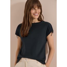 T-Shirt Cecil, Damen, Gr. L (42), palm breeze gr&uuml;n, Web, 100% Baumwolle, unifarben, normal normal, U-Boot-Ausschnitt, abgesteppt, Shirts T-Shirt, mit gerafften &Auml;rmeln