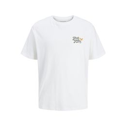 Jack & Jones T-Shirt JACK & JONES "JJLEGEND TEE SS CREW NECK", Jungen, Gr. L, hellwei&szlig;, Jersey, Obermaterial: 100% Baumwolle, bedruckt, loose fit normal, Rundhals, Shirts T-Shirt, Baumwolle, locker geschnitten