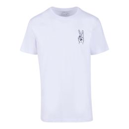 T-Shirt MisterTee "MisterTee Herren Peace Sign Tee EMB", Jungen, Gr. 4XL, wei&szlig;, 100% Baumwolle, unifarben, normal, Rundhals, Shirts T-Shirt
