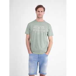 T-Shirt Lerros "Sportliches T-Shirt aus Baumwolle mit coolem Slogan-Print", Jungen, Gr. L, bay gr&uuml;n, 100% Baumwolle, Rundhals, Shirts T-Shirt