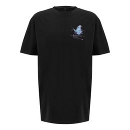 T-Shirt "Upscale by Mister Tee Herren Grid Head Butterfly Oversize Tee", Jungen, Gr. M, schwarz, 100% Baumwolle, UPSCALE BY MISTER TEE, bedruckt, regular fit, ohne Ausschnitt, Shirts T-Shirt