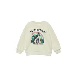 Sweatshirt s.Oliver JUNIOR, M&auml;dchen, Gr. 116/122, beige, Sweatware, Obermaterial: 95% Baumwolle, 5% Elasthan, bedruckt, oversize normal, Rundhals, Rippb&uuml;ndchen, Sweatshirts Sweatshirt, mit Print