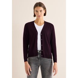 Cardigan Cecil, Damen, Gr. XL (44), lila (eggplant rot), Web, 60% Baumwolle, 40% Viskose, unifarben, normal normal, V-Ausschnitt, Rippb&uuml;ndchen, Strickjacken, aus Baumwolle mit Stretchanteil