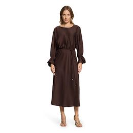 Cocktailkleid Vera Mont "Damen mit U-Boot-Ausschnitt", Damen, Gr. 34, Normalgr&ouml;&szlig;en, braun (rostbraun), Satin, Obermaterial: 100% Polyester, Basic schmal lang, U-Boot-Ausschnitt, Kleider