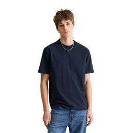 Marc O'Polo Herren T-Shirt "aus schwerem Bio-Baumwoll-Jersey"navy teal, Basic, Gr. S, MARC O'POLO DENIM, unifarben, Obermaterial: 100% Baumwolle, Shirts