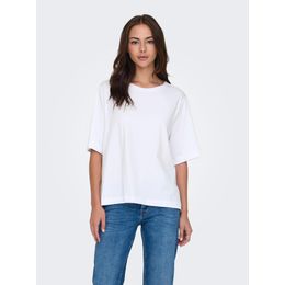 Kurzarmshirt Only "ONLLINA S/S BOXY TEE JRS", Damen, Gr. L, wei&szlig;, Jersey, Obermaterial: 95% Baumwolle, 5% Elasthan, unifarben, loose fit normal, Rundhals, Shirts, Baumwollmischung, loose fit
