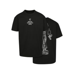 T-Shirt "Upscale by Mister Tee Herren Justice Oversize Tee", Jungen, Gr. S, schwarz, 100% Baumwolle, UPSCALE BY MISTER TEE, bedruckt, normal, Rundhals, Shirts T-Shirt