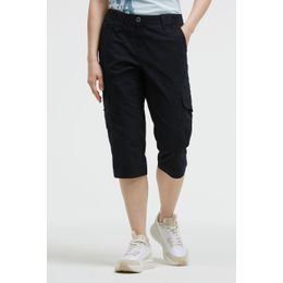 Skaterbermudas SOCCX, Damen, Gr. L, Normalgr&ouml;&szlig;en, blau, Web, Material Oberstoff: 98% Baumwolle, 2% Elasthan, Futter: 100% Baumwolle, unifarben, regular fit knielang, Hosen, mit verstellbarem Knopfriegel am Hosensaum