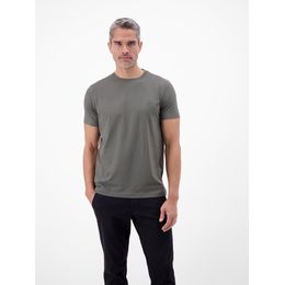 T-Shirt Lerros "Basic T-Shirt mit Lerros Logo-Print", Jungen, Gr. L, gr&uuml;n (basalt grau), 95% Baumwolle, 5% Elasthan, Rundhals, Shirts T-Shirt, Two-Tone-Optik / Einfarbig / Elastisch / Atmungsaktiv / Bequem