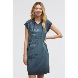 Sommerkleid SOCCX, Damen, Gr. L, US-Gr&ouml;&szlig;en, blau, Web, Material: 100% Baumwolle, regular fit Midi, V-Ausschnitt, angeschnitten normaler Saum, Kleider Sommerkleid, mit Taschen