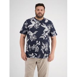 Lerros Herren T-Shirt "T-Shirt mit O-Neck, All-over-Print in grossen Gr&ouml;&szlig;en"classic navy, Gr. 4XL, 100% Baumwolle, Shirts