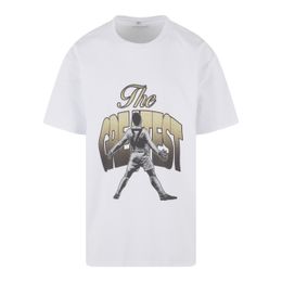 T-Shirt "Upscale by Mister Tee Herren Greatest Heavy Oversize Tee", Jungen, Gr. L, wei&szlig;, 100% Baumwolle, UPSCALE BY MISTER TEE, bedruckt, oversize, Rundhals, Shirts T-Shirt