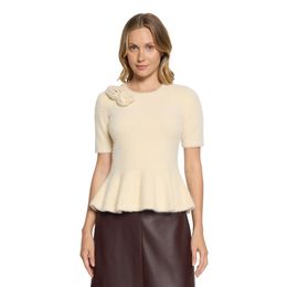 Kurzarmshirt Vera Mont "Damen mit Rundhalsausschnitt", Damen, Gr. L, champagne sorbet, Feinstrick, Obermaterial: 68% Polyamid, 12% Polyester, 12% Polyacryl, 8% Viskose, figurbetont normal, Rundhals, Shirts