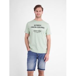 T-Shirt Lerros "T-Shirt mit O-Neck aus softer Baumwolle mit Summervibe-Print", Jungen, Gr. L, gr&uuml;n (bay gr&uuml;n), 100% Baumwolle, Rundhals, Shirts T-Shirt