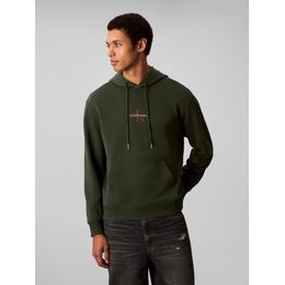 Sweatshirt Calvin Klein Jeans "LS EU 350TERRY MICRO MONOLOGO HO", Herren, Gr. XL, gr&uuml;n (sycamore), Sweatware, Obermaterial: 100% Baumwolle, l&auml;ssig geschnitten normal, Rundhals, eingesetzt B&uuml;ndchen, Sweatshirts Sweatshirt, Kapuze, regular fit