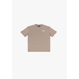 T-Shirt DROPSIZE "Dropsize HEAVY OVERSIZE DROPSIZE STUDIOS SWIRL T-SHIRT", Jungen, Gr. XS, beige (silber mink), 100% Baumwolle, bedruckt, oversize, Rundhals, Shirts T-Shirt