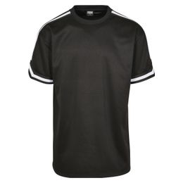 Netzshirt Urban Classics "Urban Classics Herren Oversized Stripes Mesh Tee", Jungen, Gr. S, schwarz, 100% Polyester, gestreift, oversize, Rundhals, Shirts