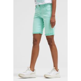Shorts SOCCX, Damen, Gr. L, Normalgr&ouml;&szlig;en, fresh mint, Web, Material: 64% Lyocell, 32% Baumwolle, 4% Elasthan, unifarben, regular fit knielang, Hosen Shorts, mit Turn-Up-Saum