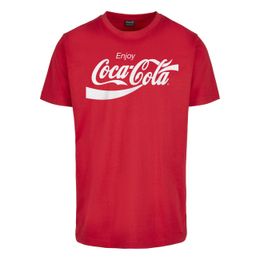 T-Shirt Merchcode "Merchcode Herren Coca Cola Logo Tee", Jungen, Gr. M, rot (cityrot), 100% Baumwolle, unifarben, normal, Rundhals, Shirts T-Shirt