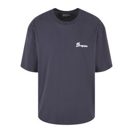 T-Shirt DROPSIZE "Dropsize Herren Heavy Grow Rich T-Shirt", Jungen, Gr. M, grau (navy), 100% Baumwolle, bedruckt, oversize, Rundhals, Shirts T-Shirt