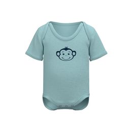 T-Shirt TRIGEMA "TRIGEMA Baby Body mit Print-Motiv "&Auml;ffchen", Jungen, Gr. 92, gletscher, Feinripp, 100% Baumwolle, Basic, Rundhals, Shirts T-Shirt