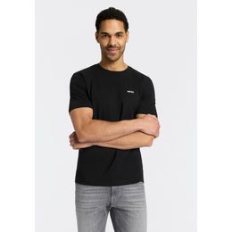T-Shirt BOSS Green, Jungen, Gr. M, schwarz001, Single Jersey, Obermaterial: 96% Baumwolle, 4% Elasthan, unifarben, regular fit normal, Rundhals, abgesteppte Kante, Shirts T-Shirt, Rundhalsausschnitt, kurze &Auml;rmel, Regular fit, Logodruck