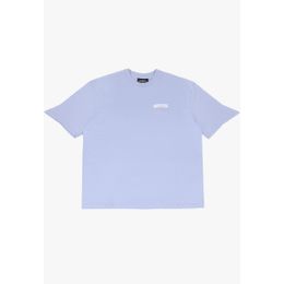 T-Shirt DROPSIZE "Dropsize HEAVY OVERSIZE BIG PRINT T-SHIRT", Jungen, Gr. L, vintage blau, 100% Baumwolle, bedruckt, oversize, Rundhals, Shirts T-Shirt