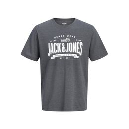 Jack & Jones T-Shirt JACK & JONES "JJELOGO TEE SS O-NECK 2 COL AW26 SN", Jungen, Gr. L, grau (dunkelgrau melange), Jersey, Obermaterial: 100% Baumwolle, bedruckt, regular fit normal, Rundhals, Shirts T-Shirt, Baumwolle, regular fit