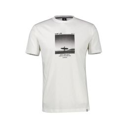T-Shirt Lerros "Sportliches T-Shirt mit Surfer-Motiv-Print, reine Baumwolle", Jungen, Gr. L, wei&szlig; (broken wei&szlig;), 100% Baumwolle, Rundhals, Shirts T-Shirt