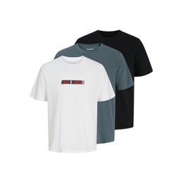 Jack & Jones T-Shirt JACK & JONES "JJMUNK TEE SS CREW NECK 3PK MP", Jungen, Gr. L, hellwei&szlig; pack:hellwei&szlig;, schwarz, turbulence, Jersey, Obermaterial: 100% Baumwolle, normal, Rundhals, Shirts T-Shirt, aus Baumwolle, normale Passform, mit Rundhalsausschnitt