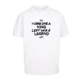 T-Shirt "Upscale by Mister Tee Herren Like A Legend Oversize Tee", Jungen, Gr. L, wei&szlig;, 100% Baumwolle, UPSCALE BY MISTER TEE, bedruckt, oversize, Rundhals, Shirts T-Shirt