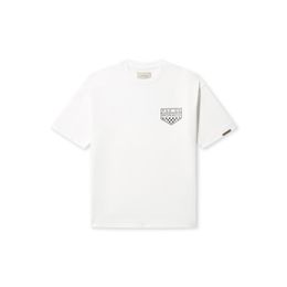 T-Shirt PAS DE MONACO "Pas De Monaco IMPASSE T-SHIRT", Jungen, Gr. M, wei&szlig; (sanftes wei&szlig;), 70% Polyester, 30% Baumwolle, bedruckt, relaxed fit, Rundhals, Shirts T-Shirt