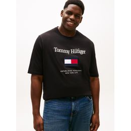 Tommy Hilfiger Big & Tall T-Shirt "BT-TOMMY EMBRO FLAG", Jungen, Gr. 3XL, schwarz, Single Jersey, Obermaterial: 100% Baumwolle, TOMMY HILFIGER BIG & TALL, Rundhals, Shirts T-Shirt, Gro&szlig;e Gr&ouml;&szlig;en