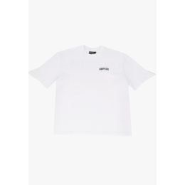 T-Shirt DROPSIZE "Dropsize HEAVY OVERSIZE BIG PRINT T-SHIRT", Jungen, Gr. L, wei&szlig;, 100% Baumwolle, bedruckt, oversize, Rundhals, Shirts T-Shirt