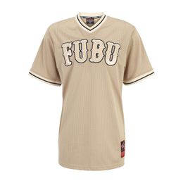 T-Shirt Fubu "Fubu Herren FM231-002-1 Fubu Vintage Lacque Mesh Tee", Jungen, Gr. L, beige (sand), 100% Polyester, bedruckt, relaxed fit, Rundhals, Shirts T-Shirt