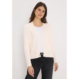 Cardigan Cecil, Damen, Gr. XL (44), beige (oat milk beige melange), Web, 60% Baumwolle, 40% Viskose, unifarben, normal normal, V-Ausschnitt, Rippb&uuml;ndchen, Strickjacken, aus Baumwolle mit Stretchanteil