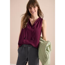 Blusentop Cecil, Damen, Gr. XXL (46), lila (sweet grape rot), Stoff, 100% Viskose, gemustert, klassisch normal, Rundhals, normaler Saum, Blusen Blusentop, mit geschlitztem Rundhalsausschnitt