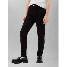Skinny-fit-Jeans Calvin Klein Jeans "MR SKINNY WASHED BLACK", M&auml;dchen, Gr. 10 (140), N-Gr, washed schwarz, Denim/Jeans, Obermaterial: 98% Baumwolle, 2% Elasthan, unifarben, skinny fit normal, Jeans, Slim fit mit Taschen