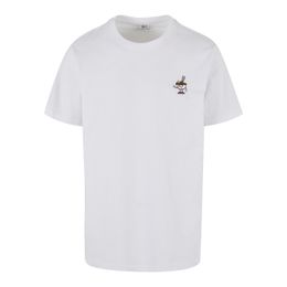 T-Shirt MisterTee "MisterTee Herren Peace Noodles Tee EMB", Jungen, Gr. S, wei&szlig;, 100% Baumwolle, bedruckt, slim fit, Rundhals, Shirts T-Shirt